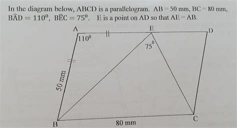 Solved In The Diagram Below ABCD Is A Parallelogram AB M BC Mm Bwidehat AD