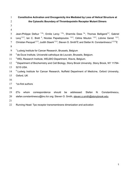 Pdf Constitutive Activation And Oncogenicity Are Mediated By Loss Of