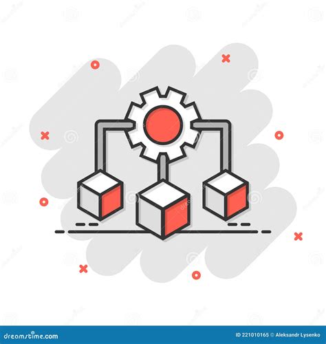 Api Technology Icon In Comic Style Algorithm Cartoon Vector Illustration On White Isolated