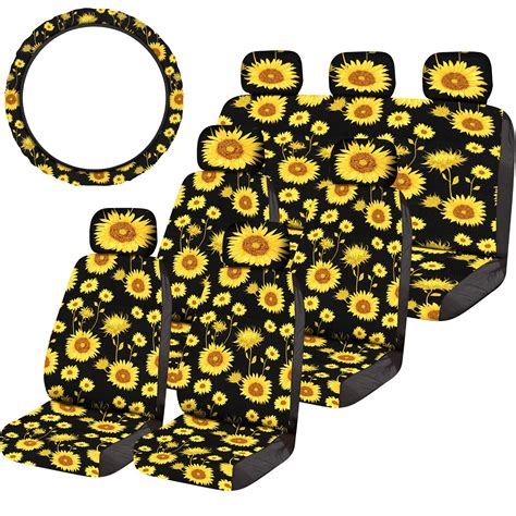 14 Pieces Sunflower Car Accessories Set For 7 Seaters Cars With