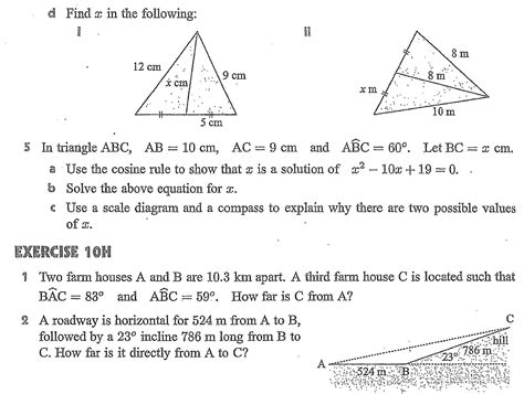 Hzcis Math Sine Rule And Cosine Rule Practice Questions Optional