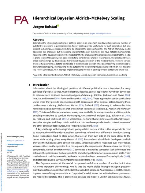 PDF Hierarchical Bayesian AldrichMcKelvey Scaling