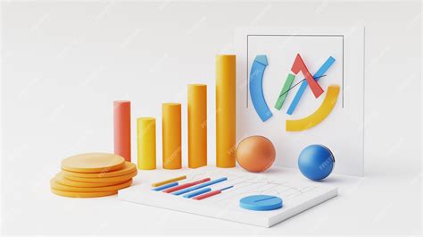 A Colorful 3d Bar Chart And Pie Chart On A Desk Representing Data Analysis And Business Growth