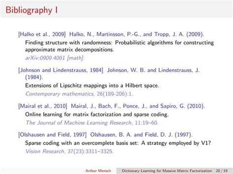 Dictionary Learning For Massive Matrix Factorization Ppt
