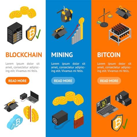 premium vector cryptocurrency mining blockchain 3d banner vecrtical