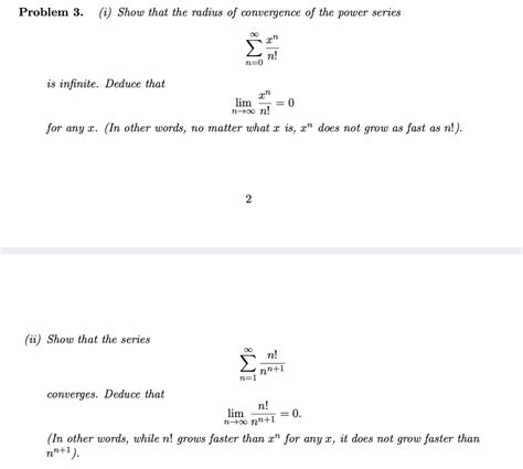 Solved Problem I Show That The Radius Of Convergence Of Chegg Com