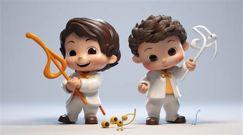 Premium Ai Image 3d Characters Learning Musical Notation Cute Face