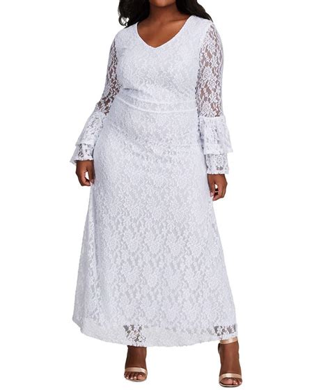 Lalagen Women Plus Size Floral Lace Wedding Party Dress Formal Evening