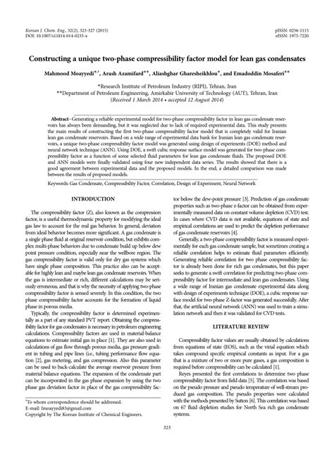 Pdf Constructing A Unique Two Phase Compressibility Factor Model For Lean Gas Condensates