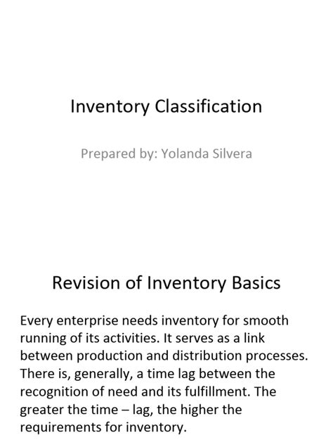 Inventory Classification Pdf