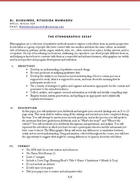 The Ethnographic Essay Pdf Ethnography Field Research