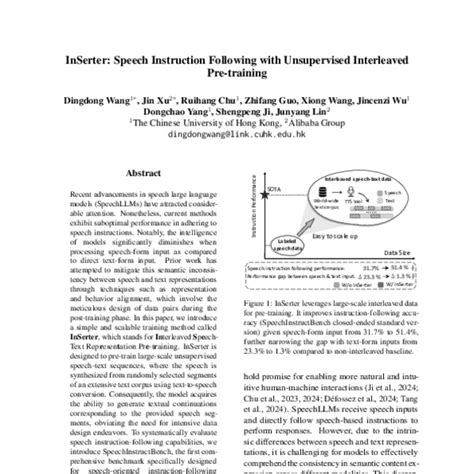 Inserter Speech Instruction Following With Unsupervised Interleaved Pre Training Acl Anthology