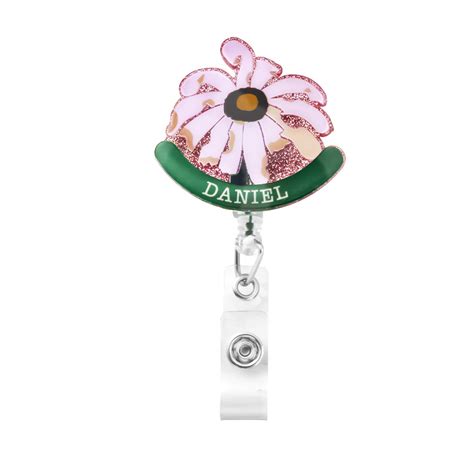 Personalized Wilted Daisy Badge Reel Custom Acrylic Retractable Id Badge Holder Nurse Badge