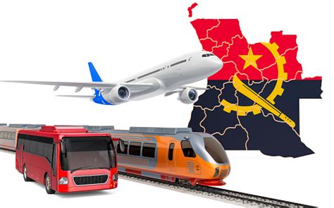 버스 기차 비행기 개념에 의해 앙골라에서 여객 수송 흰색 배경에서 격리된 3d 렌더링 3차원 형태에 대한 스톡 사진 및 기타 이미지 Istock