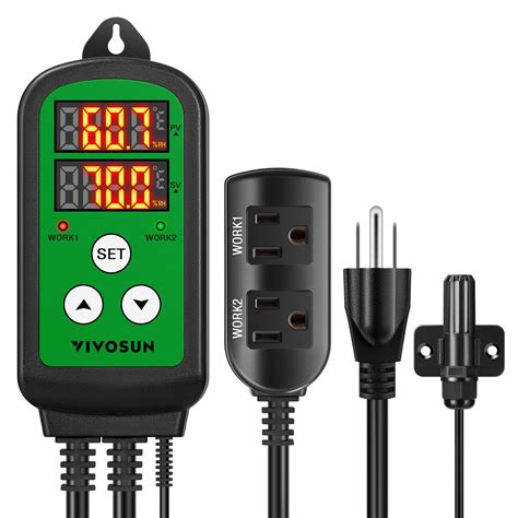 Vivosun Humidity Controller 1200w Dual Stage Outlet Pre Wired Digital Humidistat With Dual Led