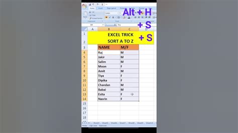 A To Z Short Trick In Excel Exceltips Exceltricks Excelshortcuts