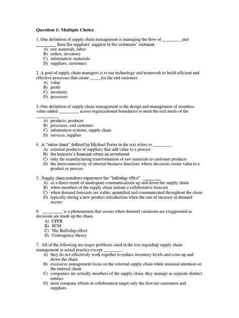 Scm Mid Term Exam Pdf Supply Chain Supply Chain Management