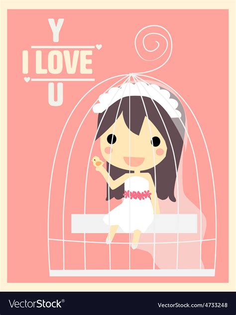 Girl In Cage Valentines Card Royalty Free Vector Image