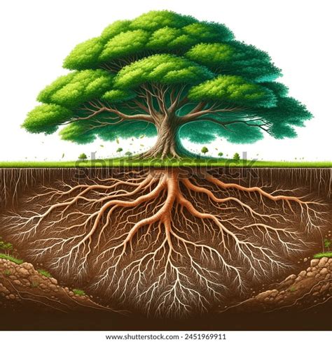 Tree Root System Below Soil Illustration AI Generated Image 2451969911 Shutterstock