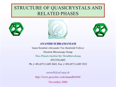 Structure Of Quasicrystals And Related Phases