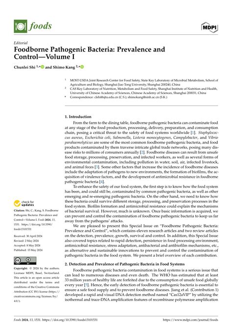 Pdf Foodborne Pathogenic Bacteria Prevalence And Control—volume I