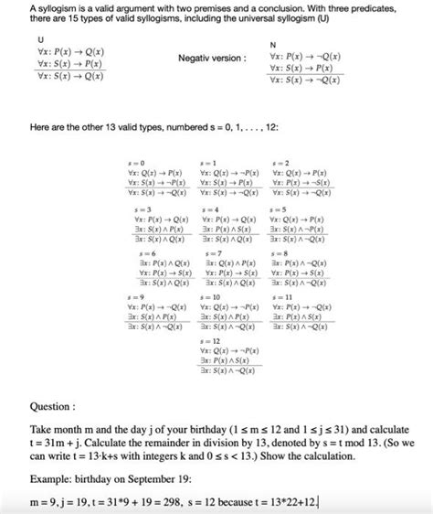 Solved A Syllogism Is A Valid Argument With Two Premises And