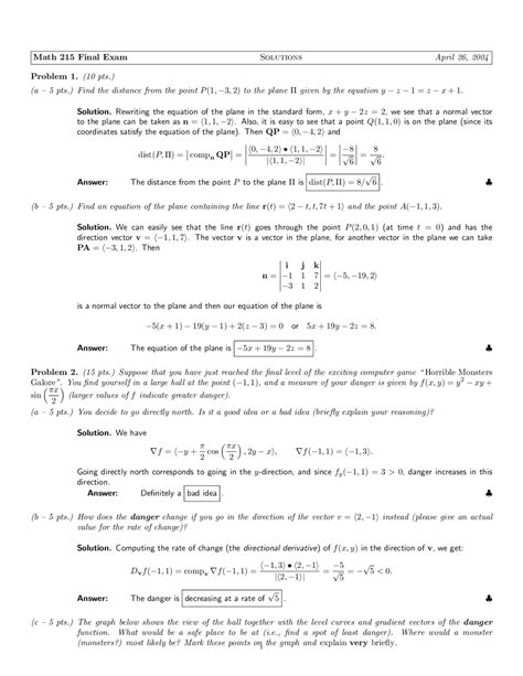 gradient vectors multivariable calculus solved past paper docsity