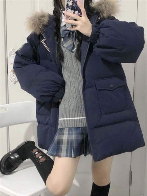 Pin By Marysun On Wardrobe ୨୧ Cool Outfits Korean Fashion School Blue Outfit Winter
