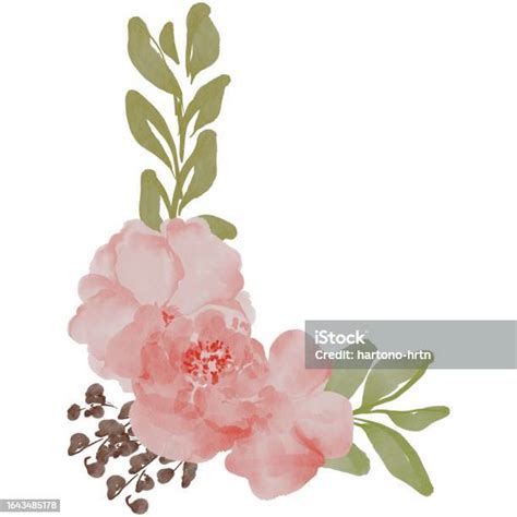 수채화 핑크 꽃다발 코너 꽃을 테마로 한 수채화 그림 스타일 청첩장 미적 장식 소셜 미디어 게시물 배너 프로모션 광고 등에 적합합니다 0명에 대한 스톡 벡터 아트 및 기타