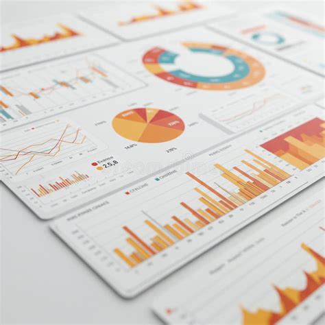 Various Data Visualizations On A Surface Include Bar Charts Line