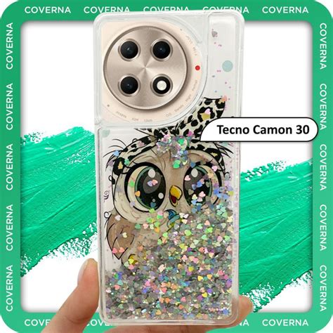 Чехол силиконовый переливашка с рисунком совенок на Tecno Camon 30 на Техно Камон 30 купить на