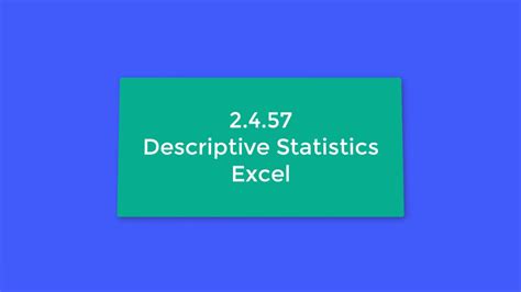 descriptive statistics excel and data analyis toolpak youtube