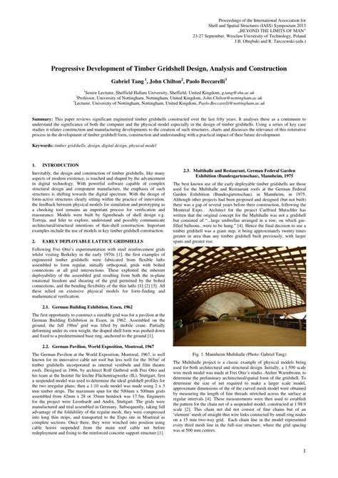 Pdf Progressive Development Of Timber Gridshell Design Analysis And