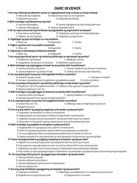 Gmrc Reviewer Pdf
