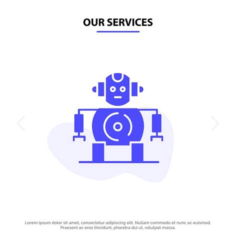 Our Services Cnc Robotics Technology Solid Glyph Icon Web Card Template