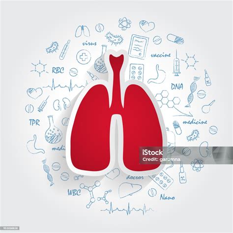 의료 특산품에 대 한 아이콘입니다 호흡기와 폐 개념 손으로 그린 의학 낙서와 벡터 일러스트 레이 션 0명에 대한 스톡 벡터 아트 및 기타 이미지 Istock