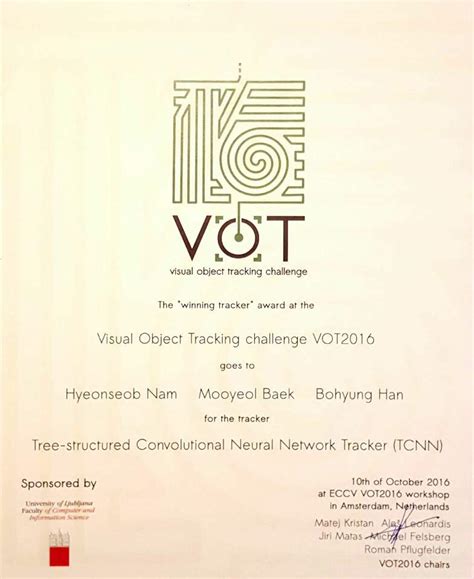 2016 Visual Object Tracking Vot Challenge 1등 수상 Postech 컴퓨터공학과