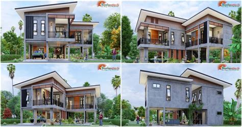 แบบบ้านสองชั้นสไตล์ลอฟท์ ดีไซน์หลังคาทรงปีกนก ขนาด 3 ห้องนอน 3 ห้องนอน ครบครันทุกฟังก์ชั่นการใช้งาน