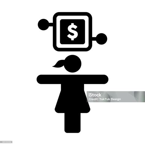 글리프 픽토그램에서 지갑을 위한 여성 인과 달러 아이콘 벡터 통화 거래 기호 고객에 대한 스톡 벡터 아트 및 기타 이미지 고객 고용과 노동 구매 Istock