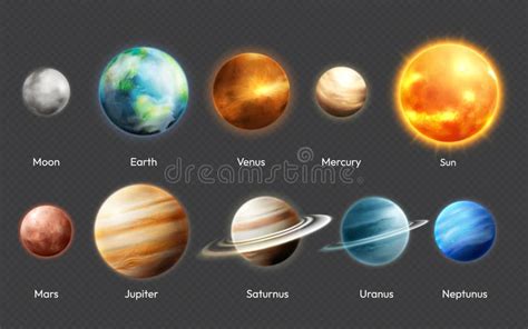 Realistic Illustration Of The Solar System Planets Stock Vector Illustration Of Saturn System