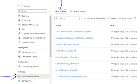 App Settings For Azure App Service Moved From Configuration To Environment Variable Under