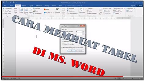 Cara Membuat Tabel Di Ms Word YouTube