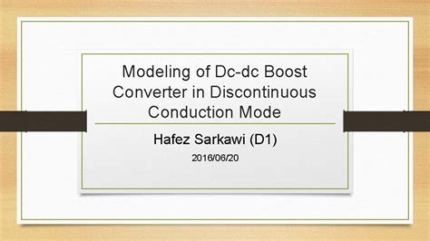 Modeling Of Dcdc Boost Converter In Discontinuous Conduction