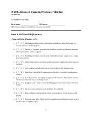 CS Final Fall Solutions Pdf CS Advanced Operating Systems Fall Final Exam