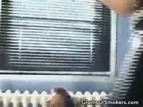 Mina The Brunette Babe Smokes While Interrogating