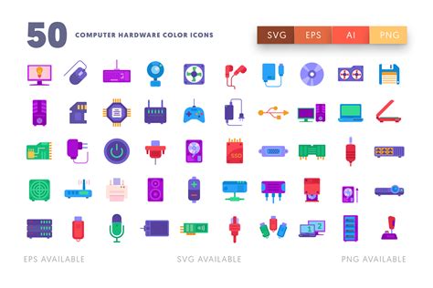 50 Computer Hardware Color Icons Dighital Icons Premium Icon Sets For All Your Designs