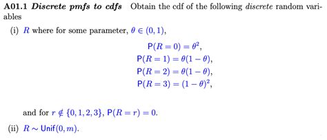 Solved A011 Discrete Pmfs To Cdfs Obtain The Cdf Of The