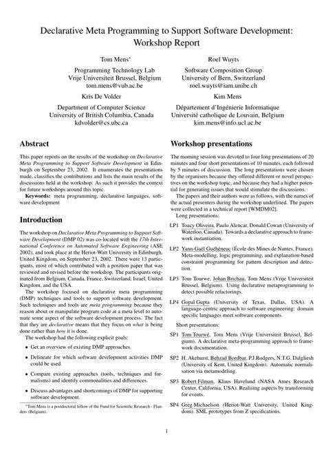 Pdf Declarative Meta Programming To Support Software Development