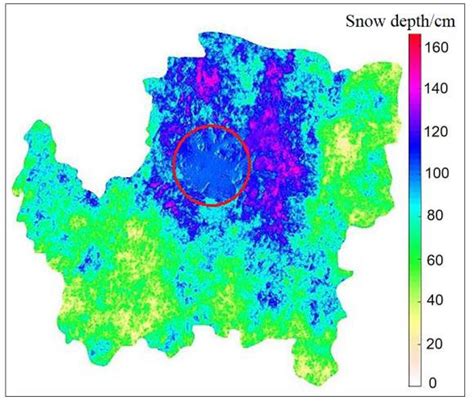 Snow Depth Inversion Results The Red Circle Area Corresponds To The Download Scientific