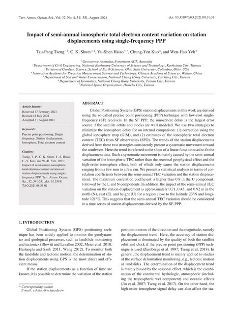 Pdf Impact Of Semi Annual Ionospheric Total Electron Content